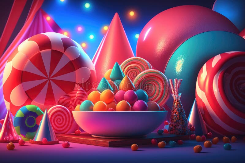 3D Composite Candy-Filled Carnival with Games. Generative AI Stock ...
