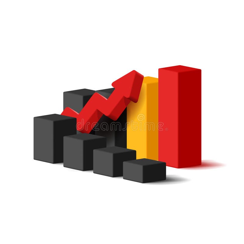 3d Composition of Chart Bars with Volume Arrow, Business Strategy Investment Illustration Stock ...