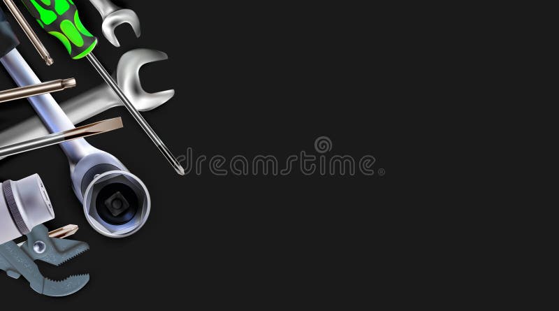 Tools Mechanic Icons Set, Black Silhouette. Element Logo Tools ...