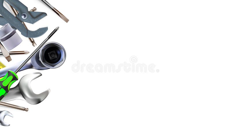 3d Composition of Set Tools of Mechanic, Isolated on White Background ...