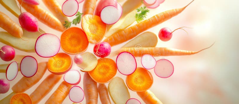 3D Composition of Sliced Root Vegetables in Radial Pattern, Generative ...