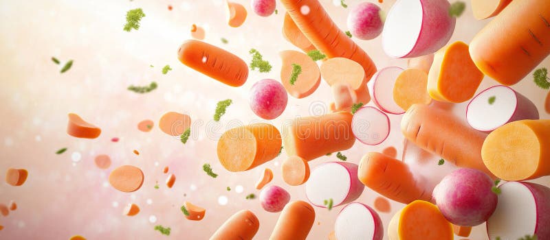 3D Composition of Sliced Root Vegetables in Radial Pattern, Generative ...