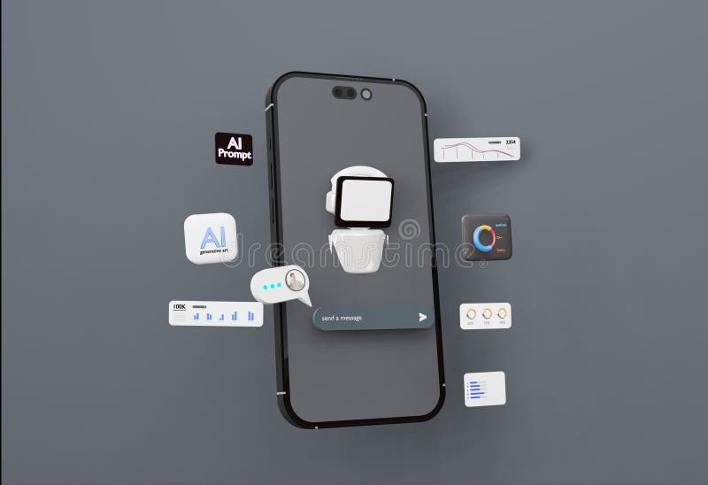 3d Computer Ai Robot Chatbot Web Uiux Software Programming Algorithms Stock Image Image Of