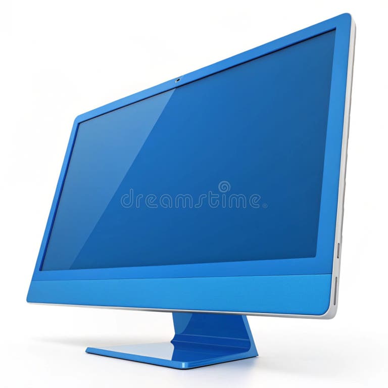 3D Computer Blue Screen Isolated on Transparent Background Stock ...