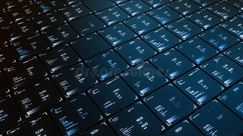 3d Computer Cells With Numbers Animation Business Structure In 3d Computer Graphics With