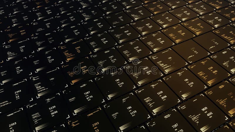 3D Computer Cells with Numbers. Animation. Business Structure in 3D Computer Graphics with ...