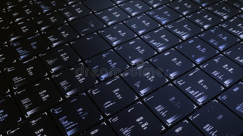 3D Computer Cells with Numbers. Animation. Business Structure in 3D ...