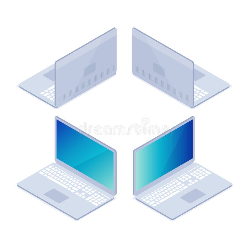 3d Computer Front View and Back View. Stock Vector - Illustration of ...