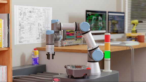 3D Computer Generated Image: COBOT and AGV in LAB Stock Illustration - Illustration of ...