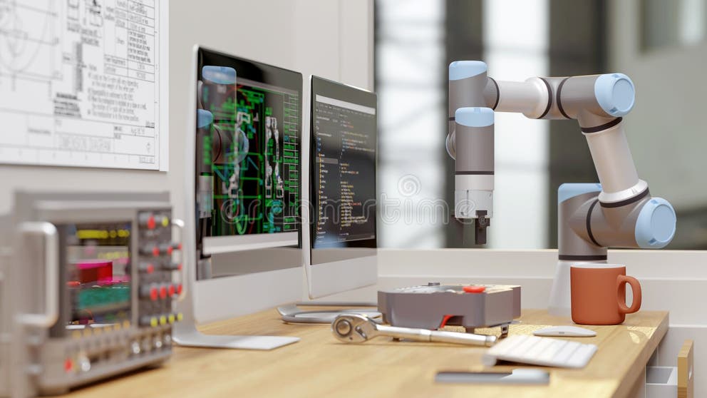 3D Computer Generated Image: COBOT in LAB Stock Illustration - Illustration of future ...