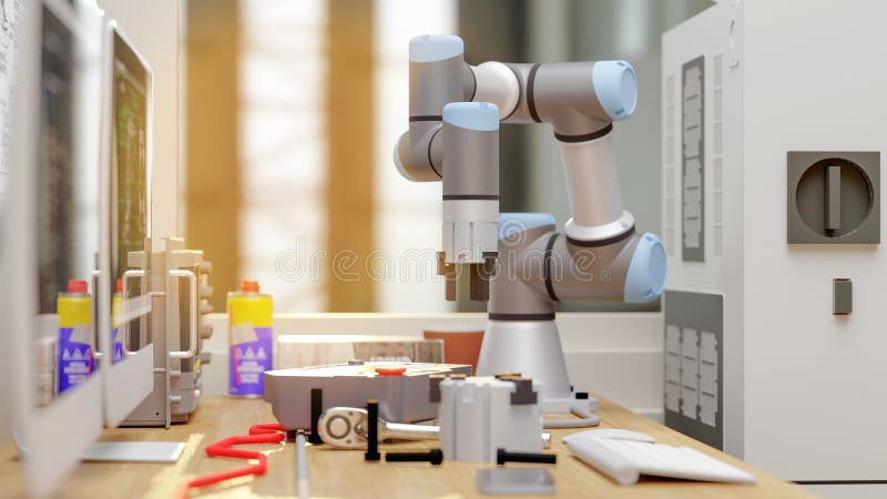 3D Computer Generated Image: COBOT in LAB Stock Illustration - Illustration of programming ...