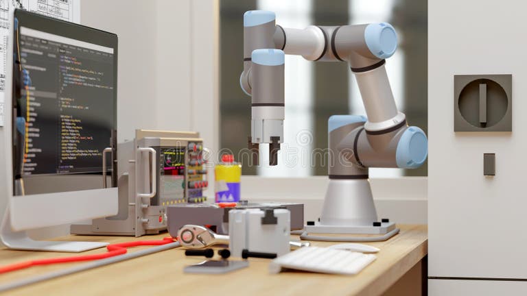 3D Computer Generated Image: COBOT in LAB Stock Illustration ...