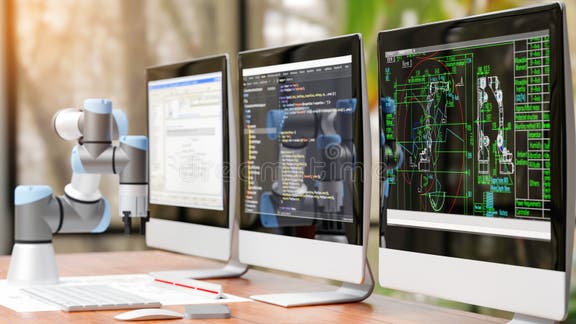 3D Computer Generated Image: COBOT in LAB Stock Illustration - Illustration of electronics, room ...