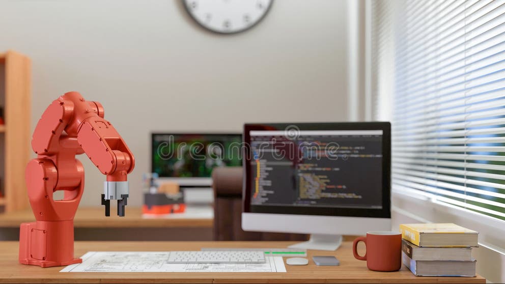 3D Computer Generated Image: Robot in LAB Stock Illustration ...