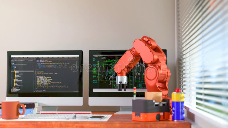 3D Computer Generated Image: Robot and Model of AGV in LAB. Stock Illustration - Illustration of ...