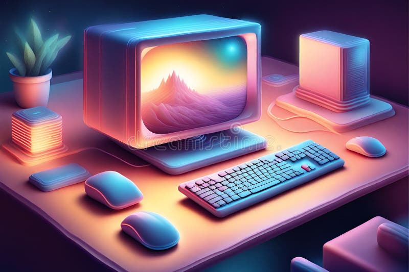 3d Computer with Illustrated Style and High Resolution Stock ...