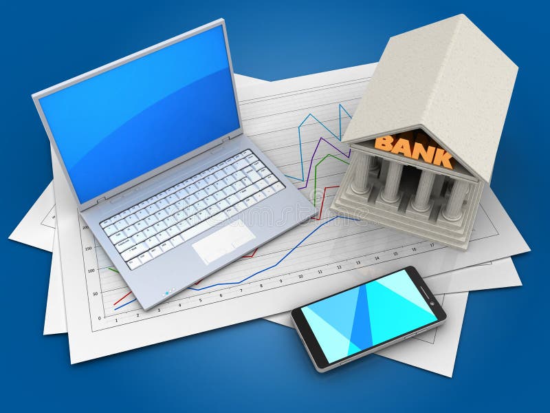 3d computer stock illustration. Illustration of bank - 98692752
