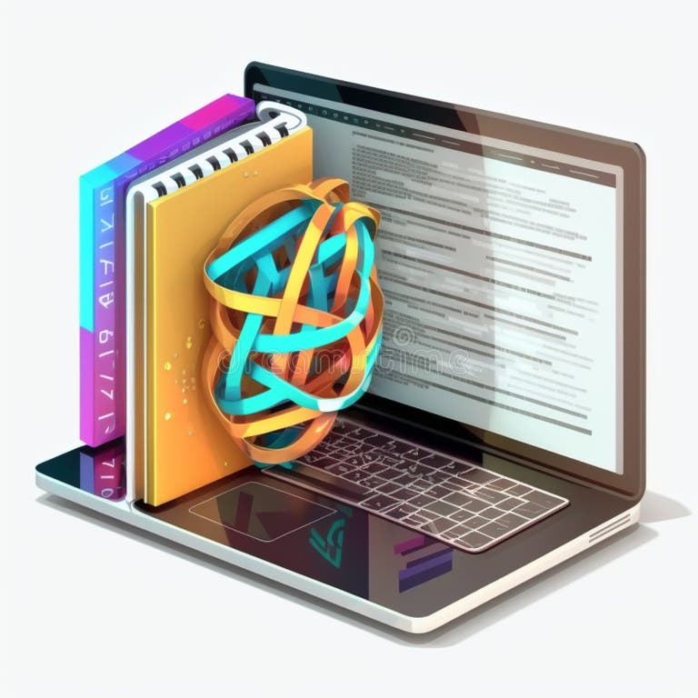 3D Computer Laptop and Program Code Development. Web Coding Concept Ai ...