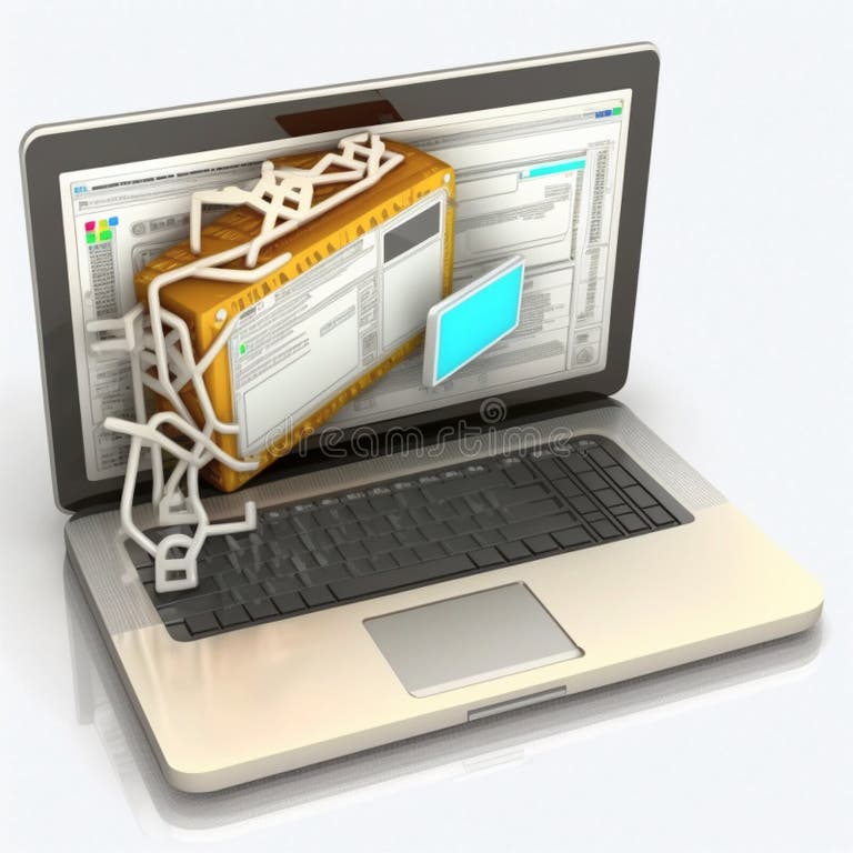 3D Computer Laptop and Program Code Development. Web Coding Concept Ai ...