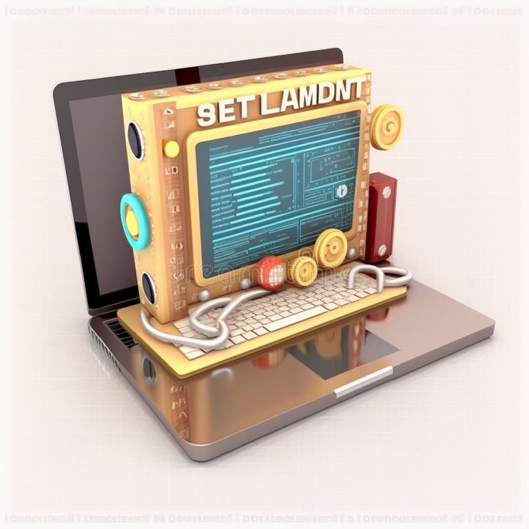 3D Computer Laptop and Program Code Development. Web Coding Concept Ai ...