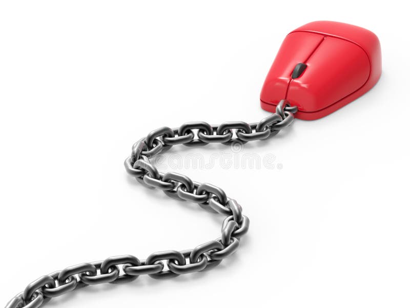 3d Computer mouse on chain stock illustration. Illustration of ...