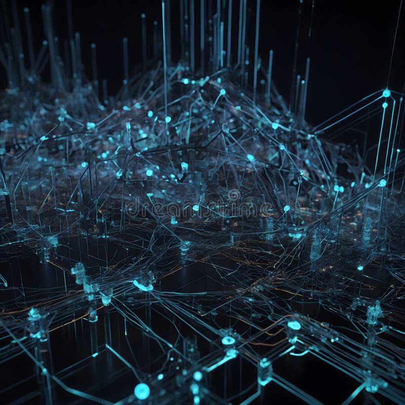 3d Computer Network Interconnected Nodes And Dynamic Data Streams