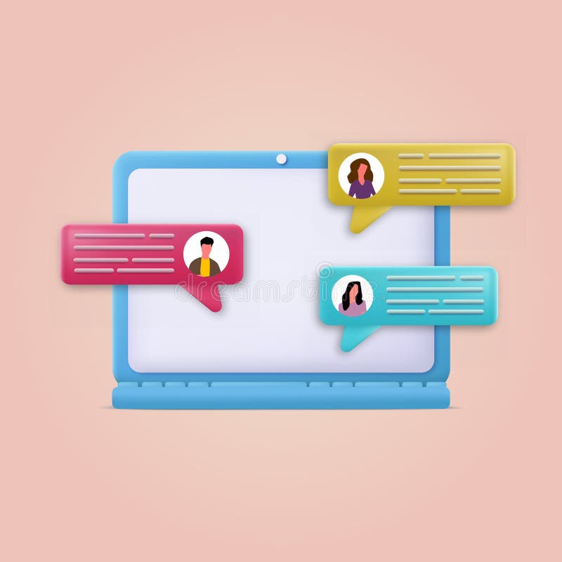 3d Computer Online Chat Notices. Chat Bubbles. Vector Stock Vector ...