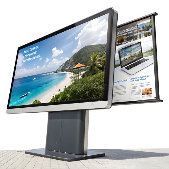 3D Computer Advertisement Isolated on White Stock Illustration ...