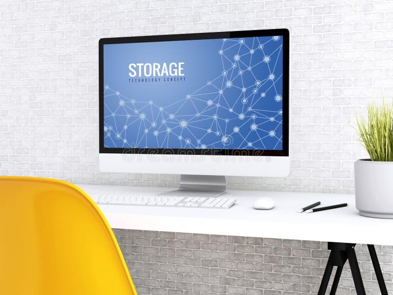 3d Computer with Word STORAGE. Stock Illustration - Illustration of ...