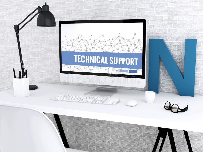 3d Computer with Words TECHNICAL SUPPORT. Stock Illustration ...
