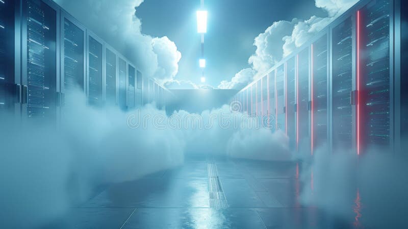 3d Concept of Big Data Cloud Storage Stock Illustration - Illustration ...