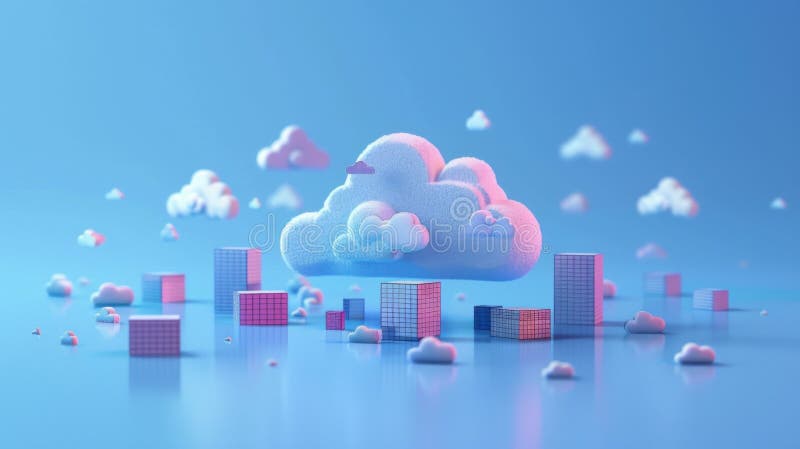 3d Concept of Big Data Cloud Storage Stock Illustration - Illustration ...