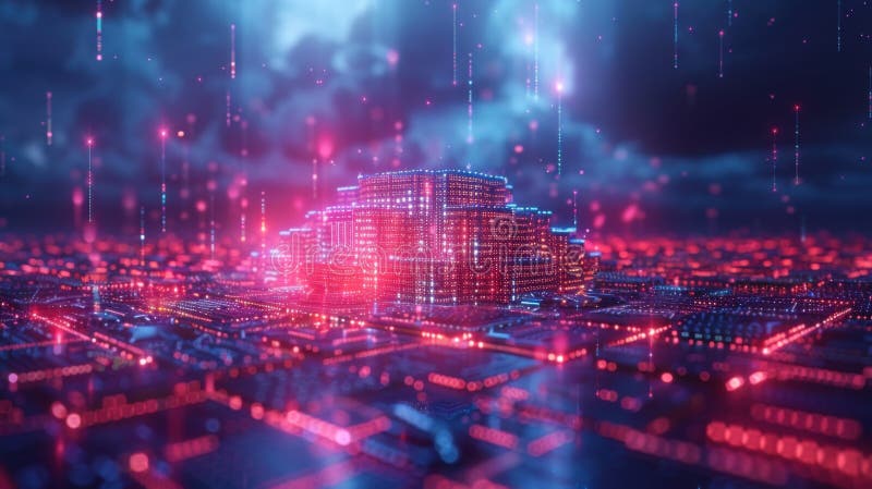 3d Concept of Big Data Cloud Storage Stock Illustration - Illustration ...