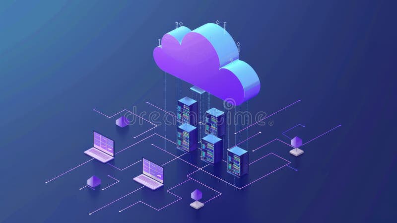 3d Concept of Big Data Cloud Storage Stock Illustration - Illustration ...