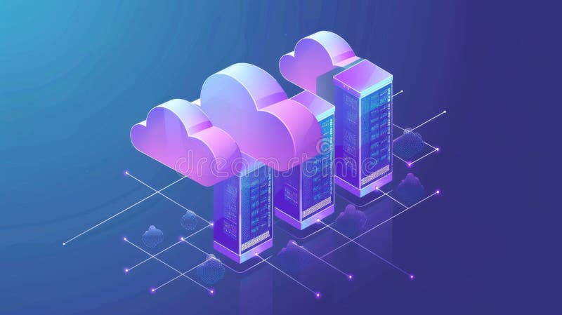 3d Concept of Big Data Cloud Storage Stock Illustration - Illustration ...