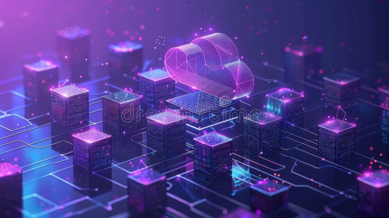 3d Concept of Big Data Cloud Storage Stock Illustration - Illustration ...