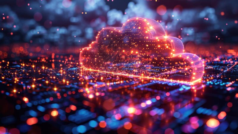 3d Concept of Big Data Cloud Storage Stock Illustration - Illustration ...