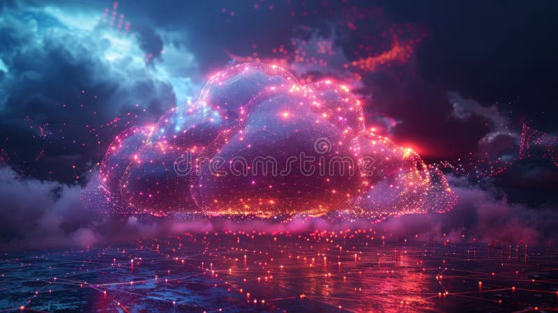 3d Concept of Big Data Cloud Storage Stock Illustration - Illustration ...