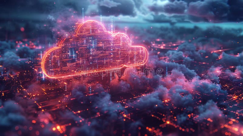3d Concept of Big Data Cloud Storage Stock Illustration - Illustration ...