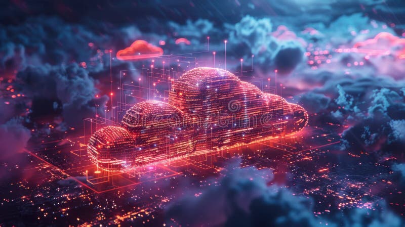 3d Concept of Big Data Cloud Storage Stock Illustration - Illustration ...