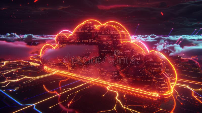 3d Concept of Big Data Cloud Storage Stock Illustration - Illustration ...
