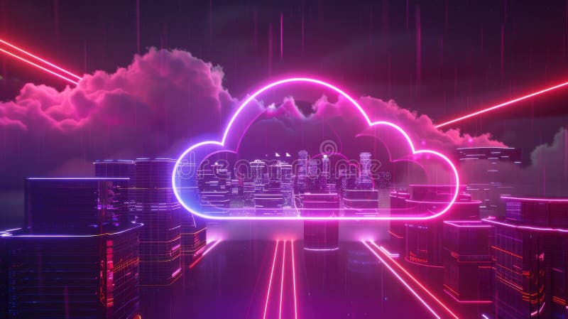 3d Concept of Big Data Cloud Storage Stock Illustration - Illustration ...