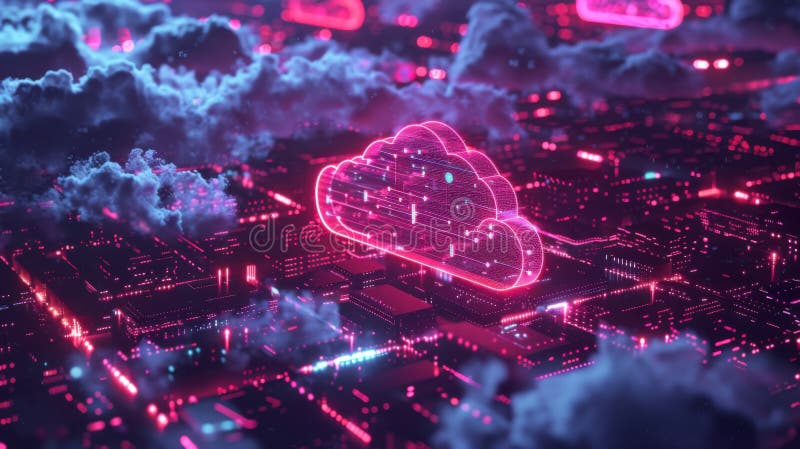 3d Concept of Big Data Cloud Storage Stock Illustration - Illustration ...