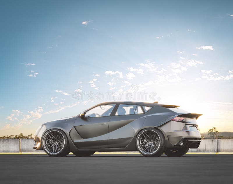 3D concept car stock illustration. Illustration of light - 258900415