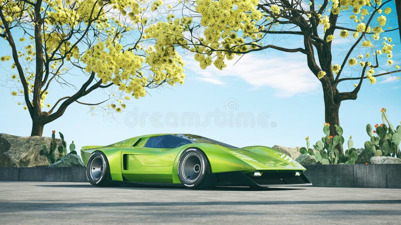 3D concept car stock illustration. Illustration of render - 267171880