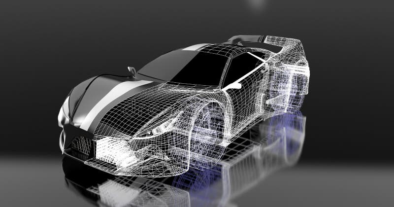 3d Concept Design ,Modern Black Sports Car ,skeleton,3d ,render Stock ...