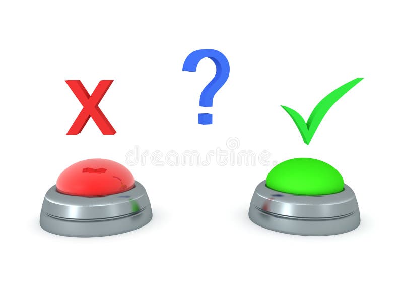 3D Concept Image of Choosing between Green Button or Red Button Stock ...