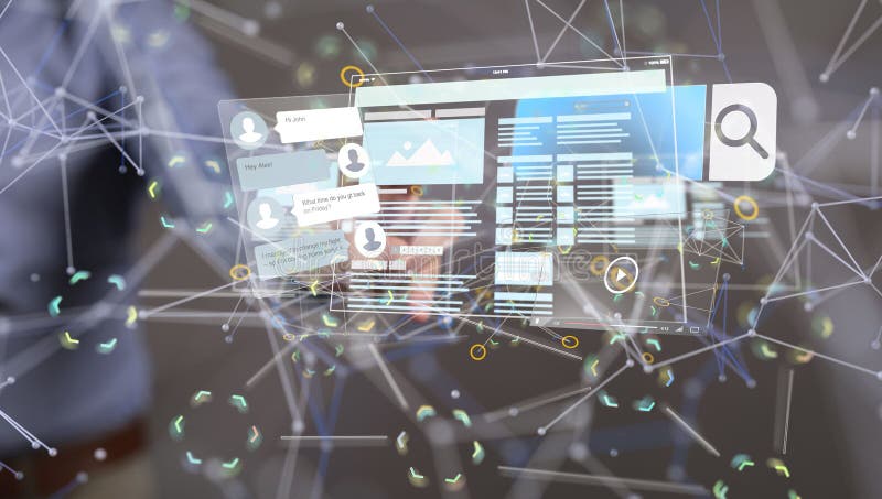 3D Concept of a Man Presenting Ideas about Social Media and Web ...