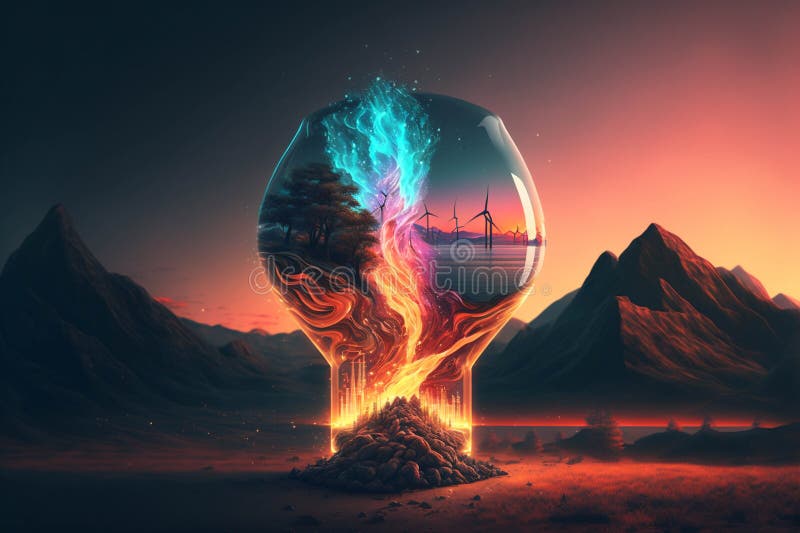 3D Concept Power Energy for Future Stock Illustration - Illustration of ...