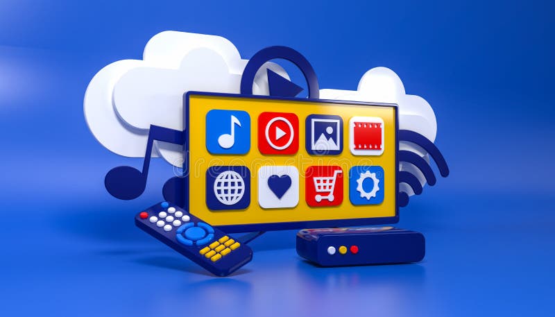 3d Concept Smart TV. TV Box, Led Menu Screen , Remote, Transmits ...